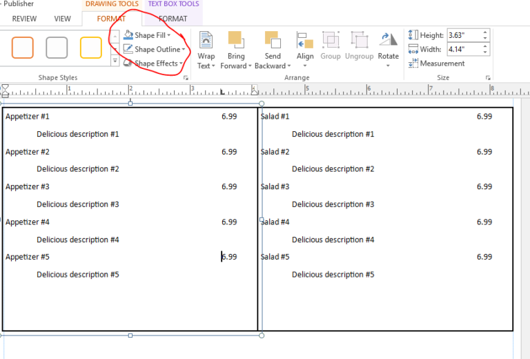How To Use Microsoft Publisher to Create A Restaurant Menu ...